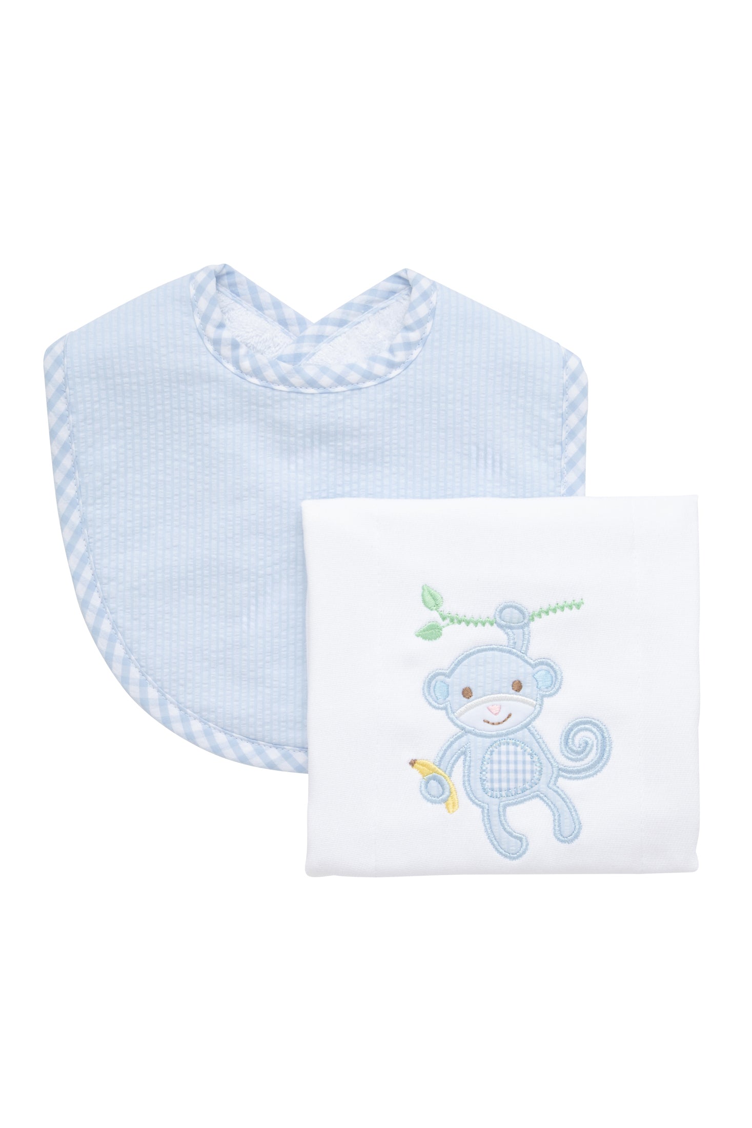 Blue Monkey Baby Bib & Burp Set: Soft, Absorbent & Gift-Ready for Boys | 3Marthas – 3 Marthas