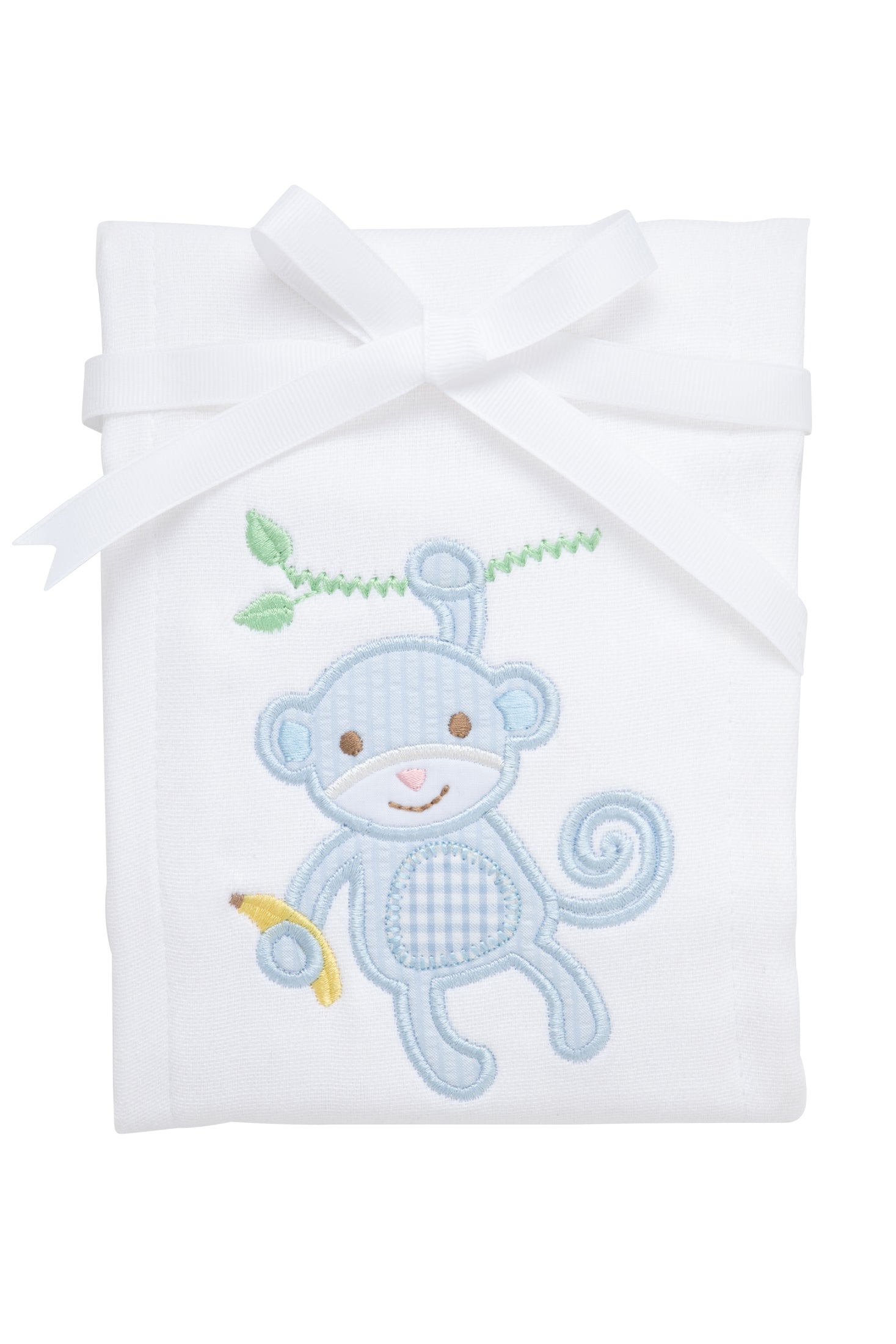 Blue Monkey Applique Baby Burp Cloth - Ultra Absorbent & Soft | 3Marthas – 3 Marthas